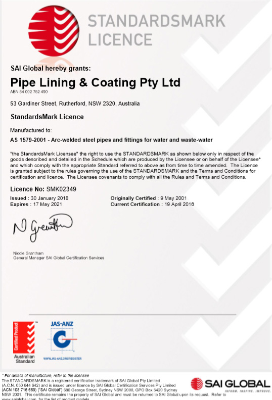 Accreditation | Pipe Lining & Coating Pty Ltd
